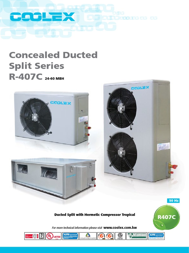 coolex Concealed Ducted Split Units R407C 24-60 MBH 50Hz | PDF | Air ...