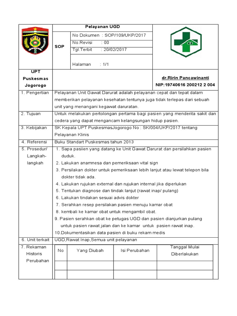 SOP Pelayanan UGD | PDF