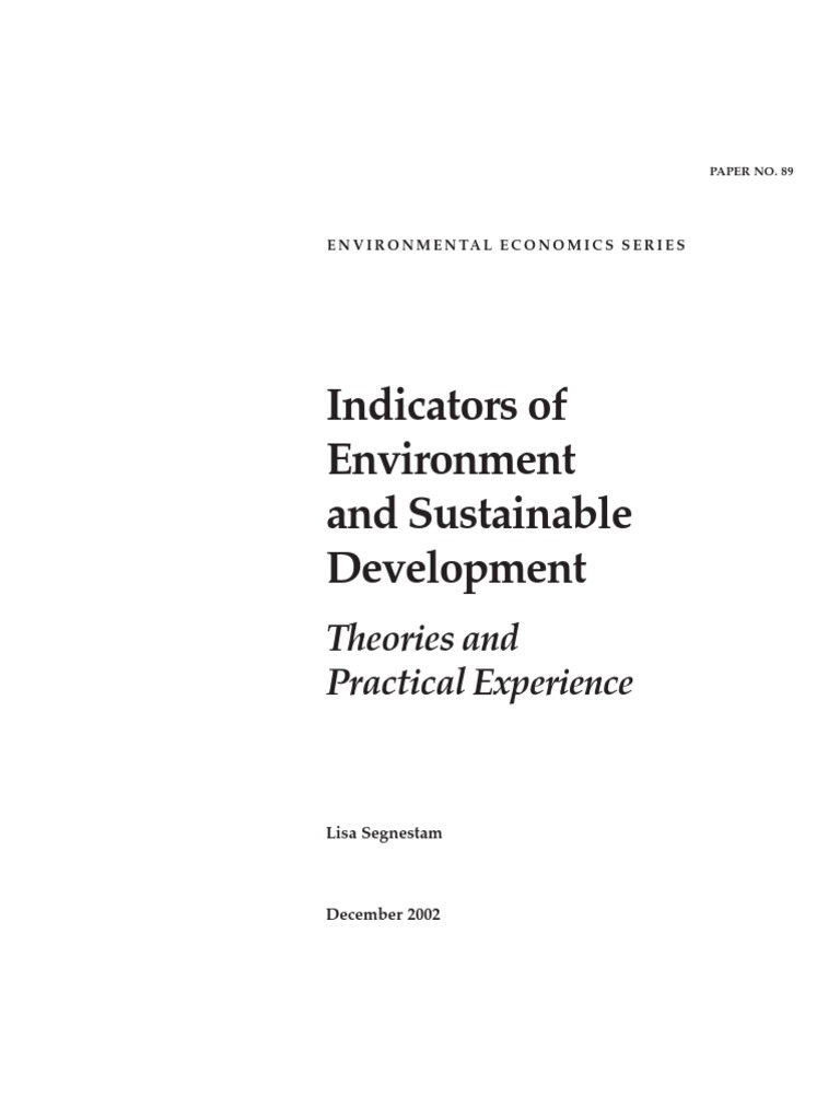 Indicators of Environment and Sustainable Development - Theories and ...