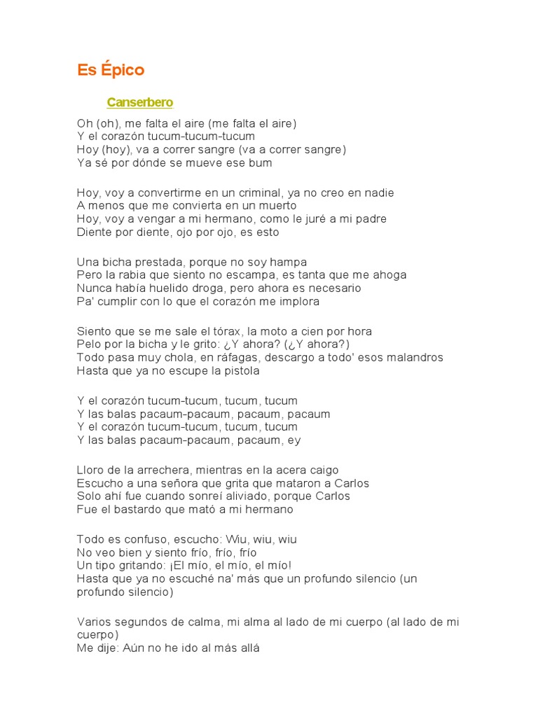 Letra Es Epico | PDF