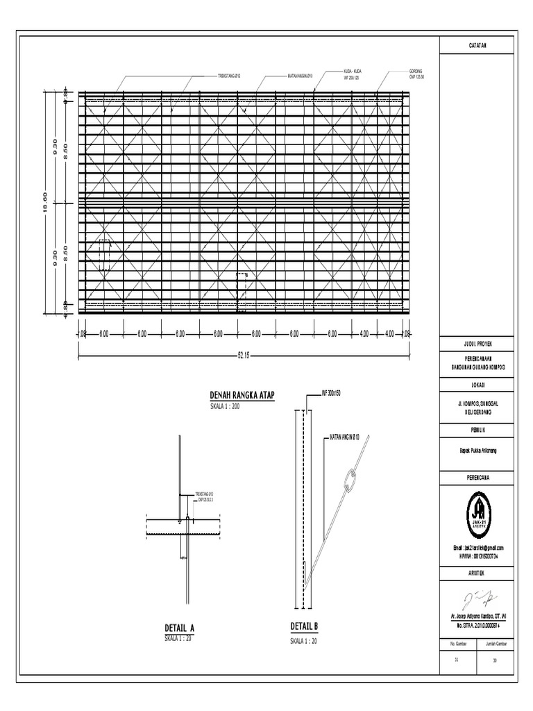 Denah Rangka Atap: SKALA 1: 200 WF 300x150 | PDF