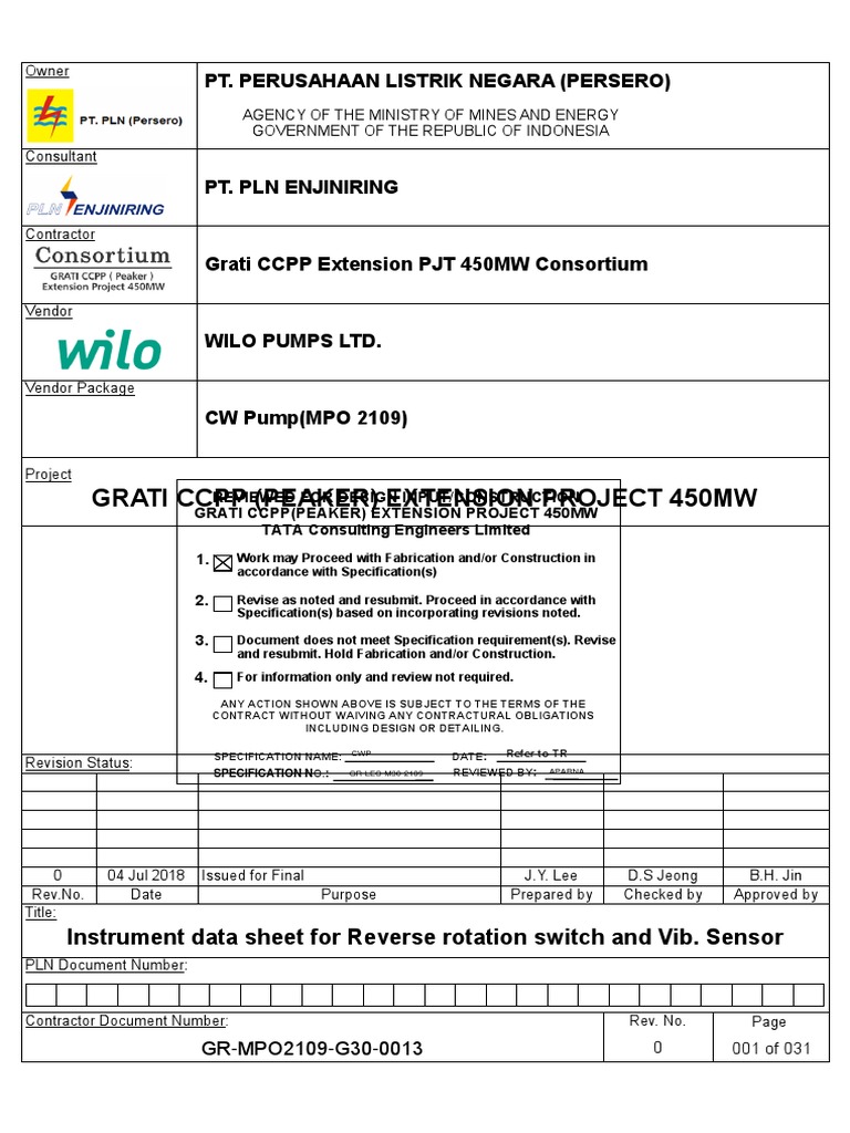 GR-MPO2109-G30-0013 - Instrument Data Sheet For Reverse Rotation Switch ...