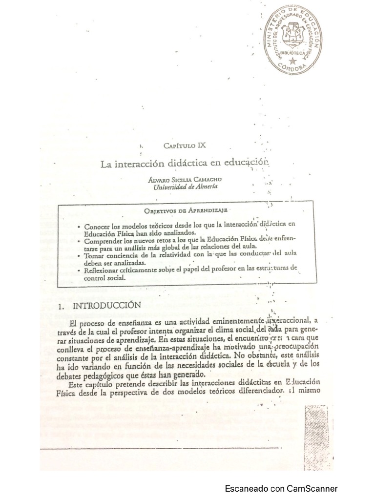 La Interaccion Didactica en EF - A. Sicilia Camacho 1 Parte 1 | PDF