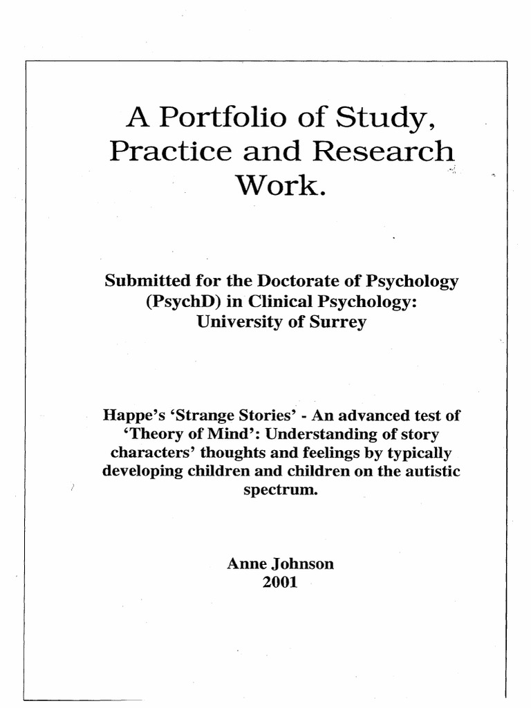 Strange Stories Test | PDF | Major Depressive Disorder | Schema ...