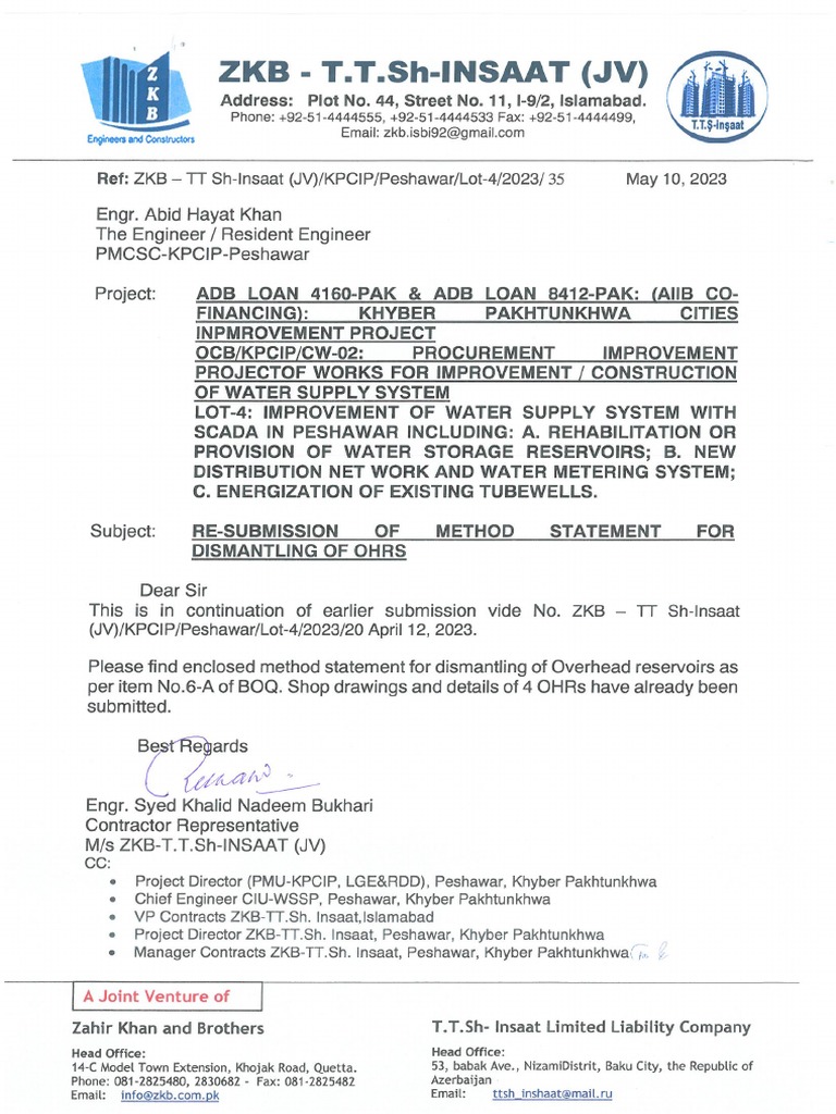 Method Statement For Dismentling OHR's | PDF