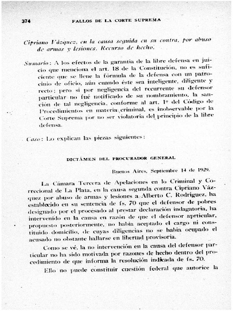 Fallos 155.374 Vazquez, Cipriano | PDF