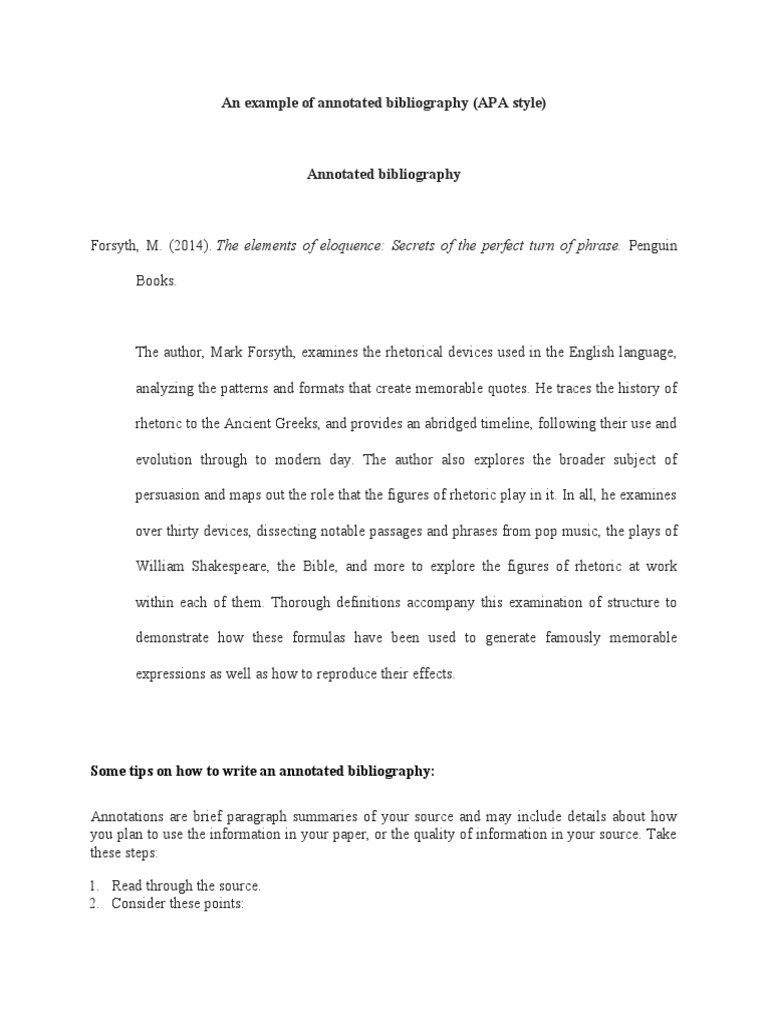 Annotated Bibliography (Example, Guidelines) | PDF | Rhetoric | Paragraph