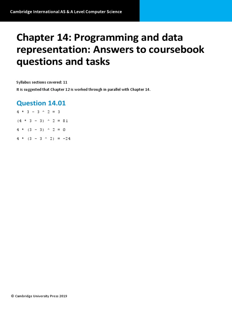 Chapter 14 Answers | PDF