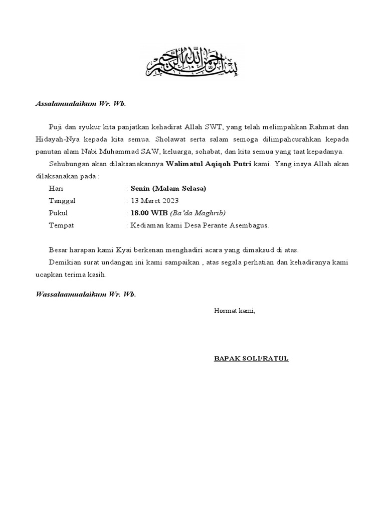 Undangan Untuk Kyai | PDF Undangan Untuk Kyai | PDF