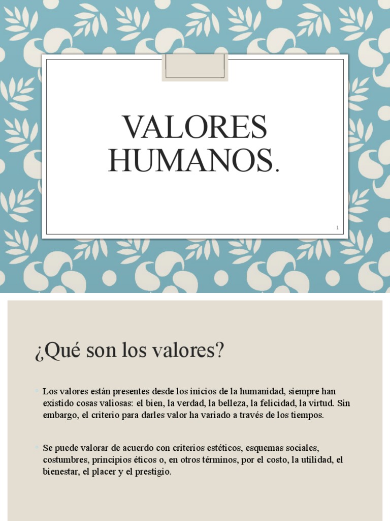 Valores Humanos | PDF | Moralidad | Sicología