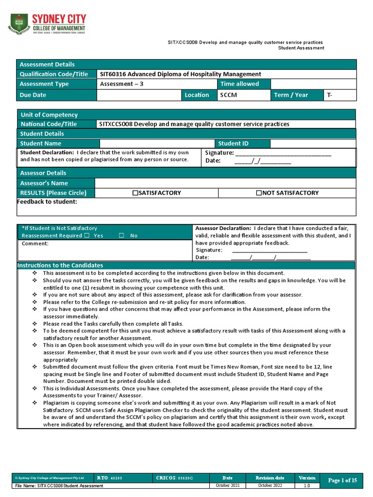 SITXCCS008-Assessment-Task-3 solution | PDF