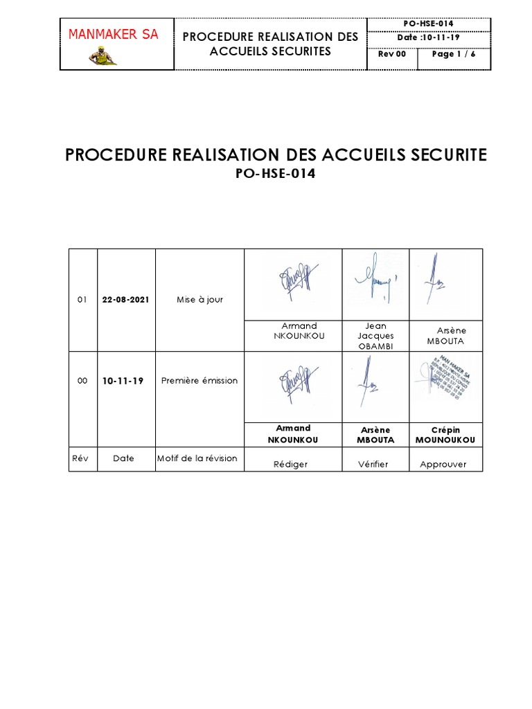 17 Po Hse 14_procedure Accueil Securite | PDF