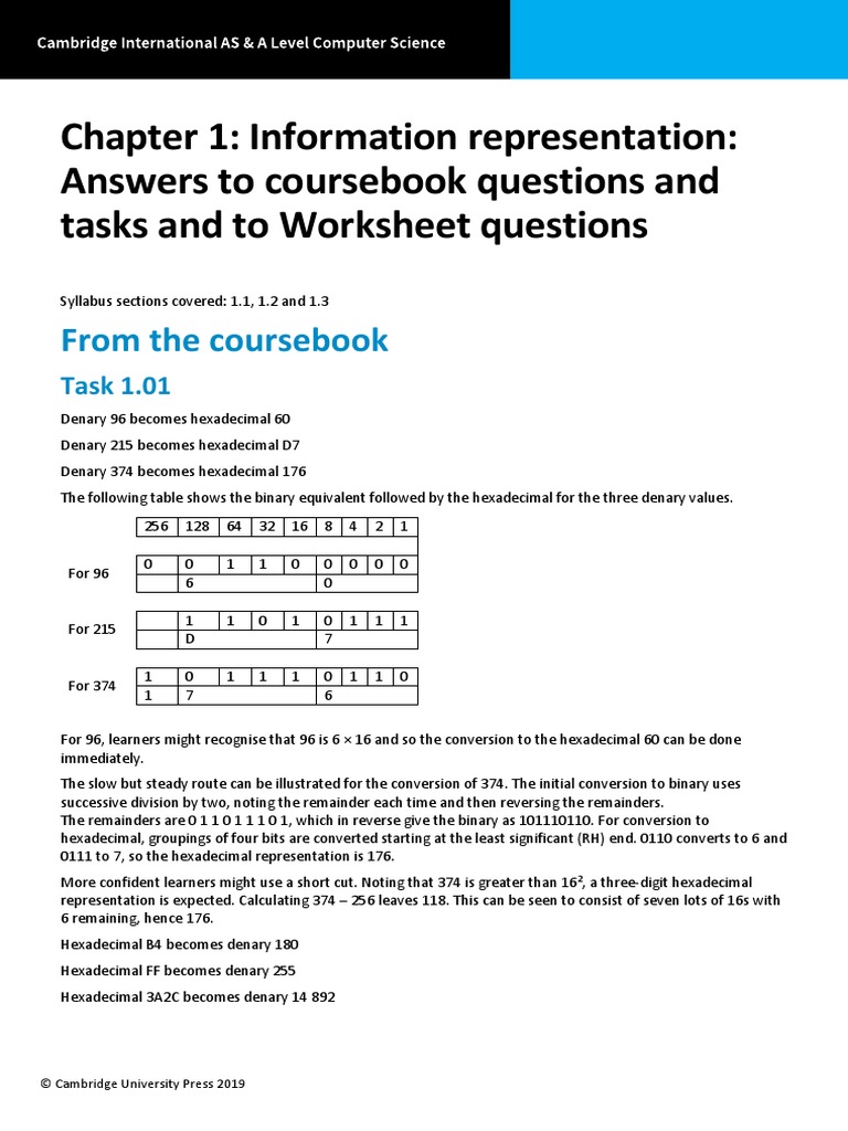 Chapter 1 Answers | Download Free PDF | Binary Coded Decimal | Sampling (Signal Processing)