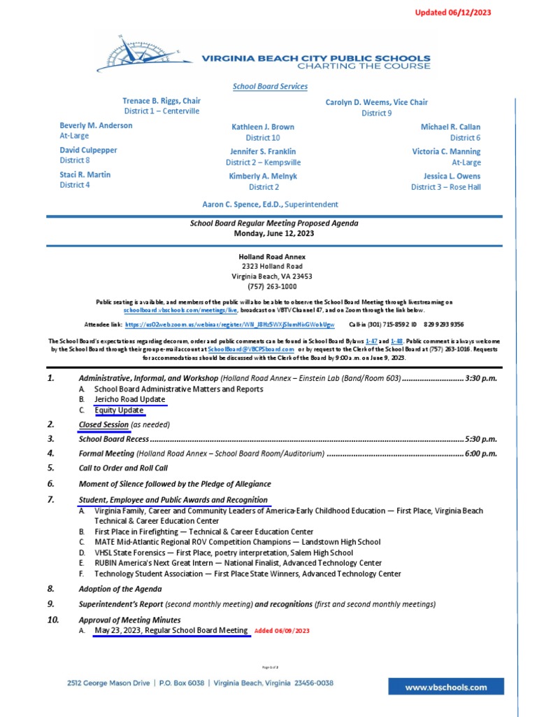 VBCPS Agenda | PDF