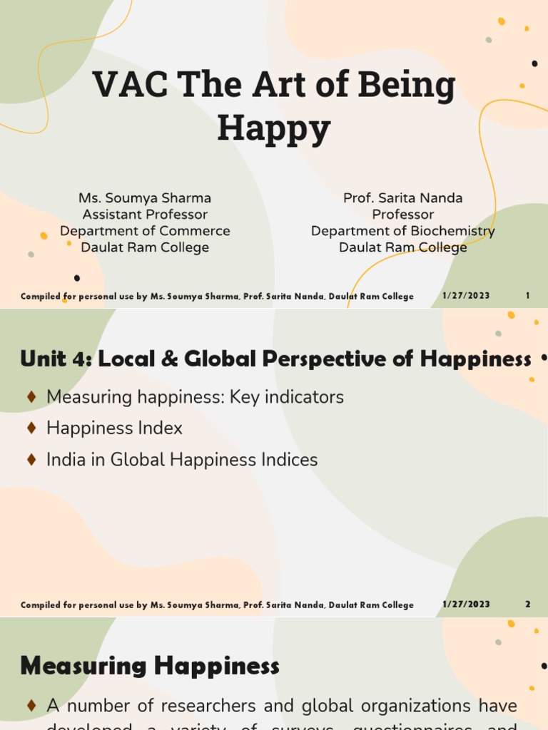 The Art of Being Happy - SS - Unit 4 | PDF | Happiness | Sustainability
