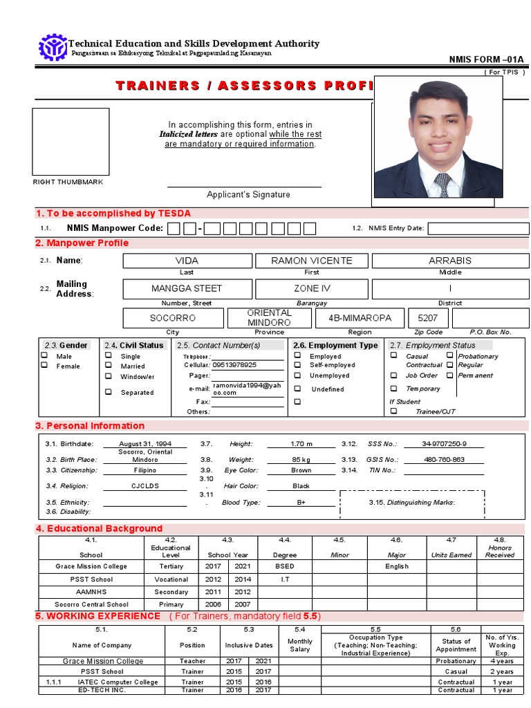 Trainers Profile Form | PDF