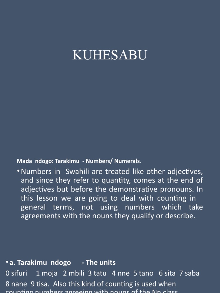 Tarakimu na Hesabu za Kiswahili | PDF | Language Arts & Discipline