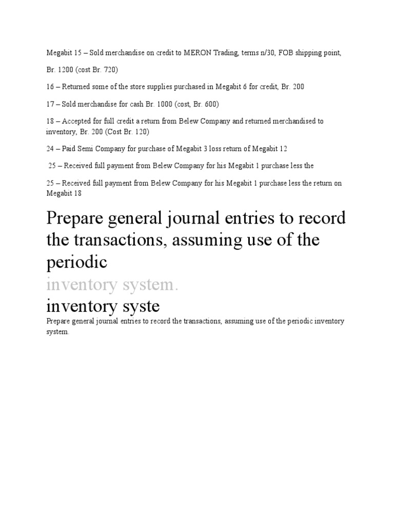 Periodic Inventory Journal Entries | PDF