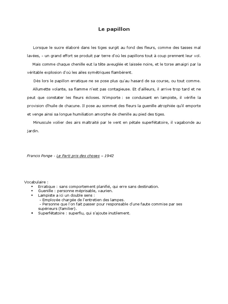 Le Papillon Texte | PDF