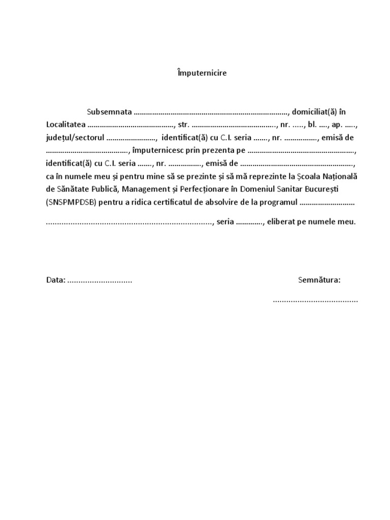 Împuternicire Eliberare Diplome | PDF