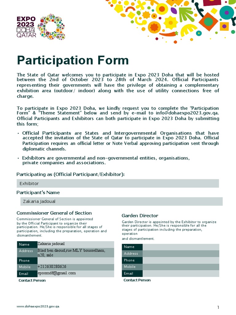 Expo2023 Participation Forms | PDF | Sustainability | Agriculture