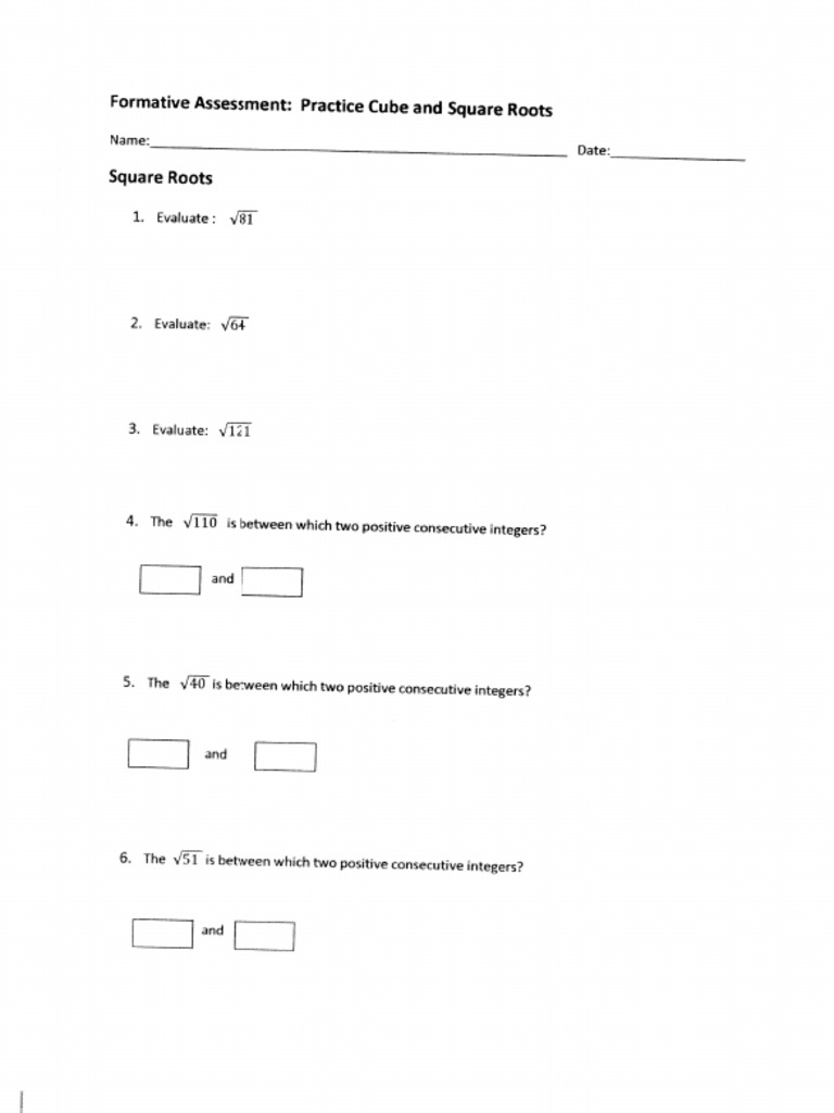 Square Roots and Cube Roots Study Guide and Answers | PDF