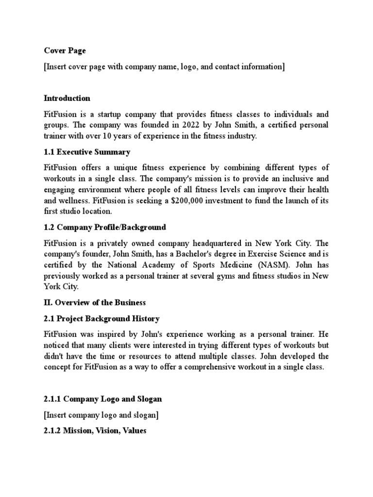 Sample Business Plan | PDF