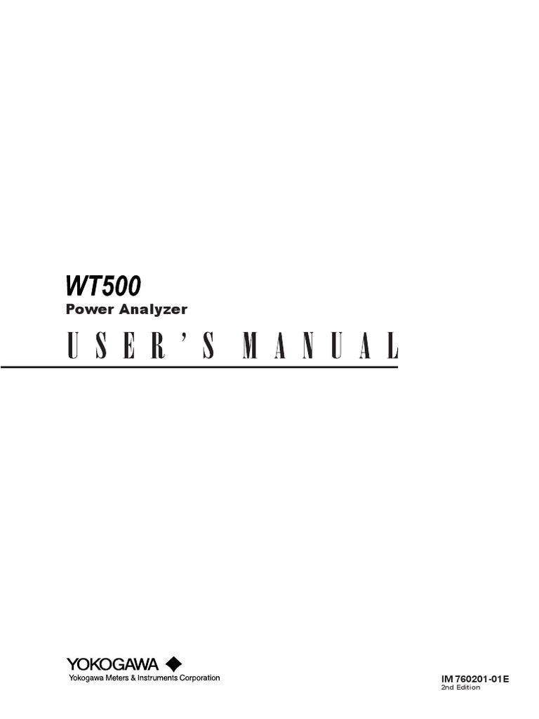 Yokogawa WT500 User's Manual | PDF