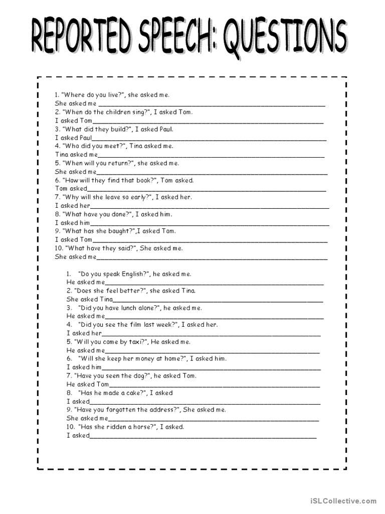 Reported Speech Pdf