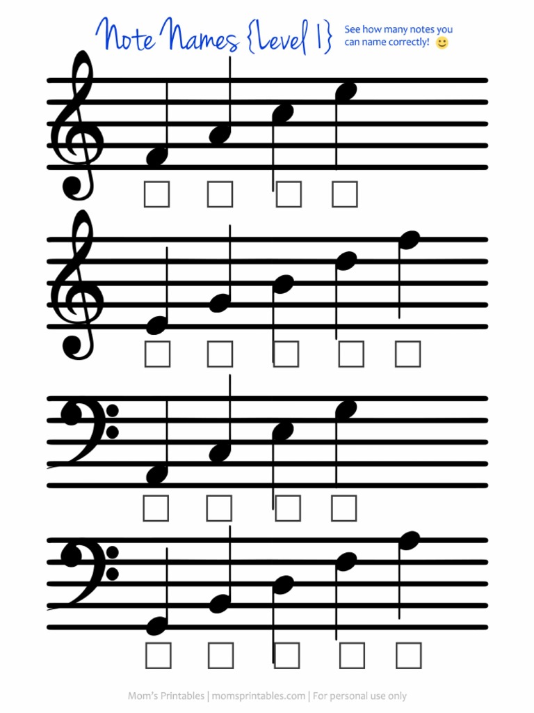 Music Note Names Level1 | PDF
