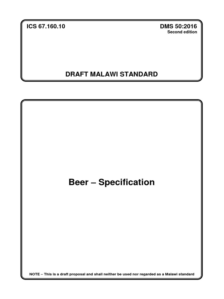 Beer Specification | PDF | Malt | Beer