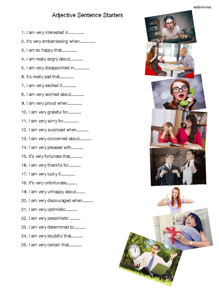 Adjective Sentence Starters | PDF