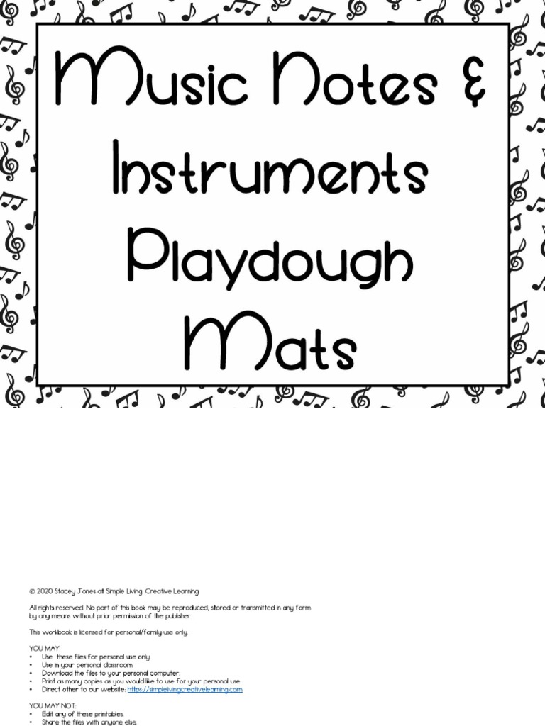 Music Notes and Instruments Playdough Mats A | PDF