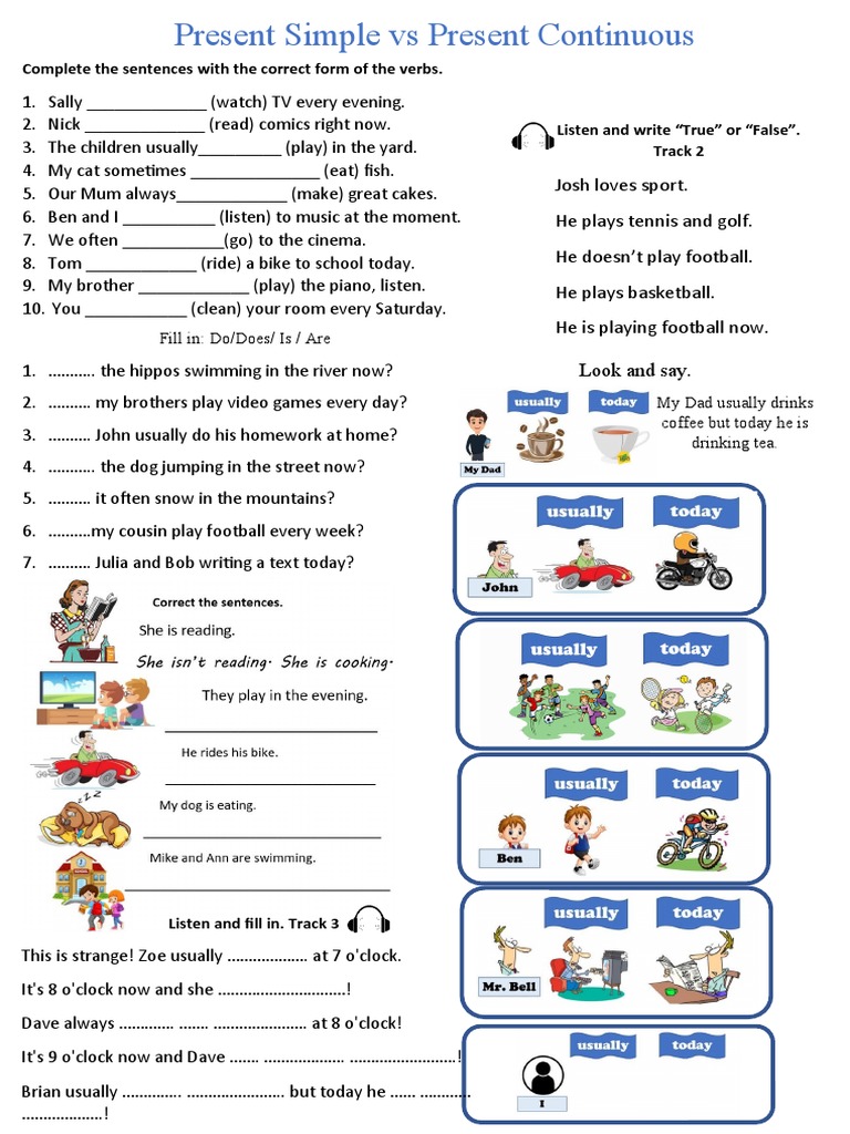 present-simple-vs-present-continuous-worksheet | PDF
