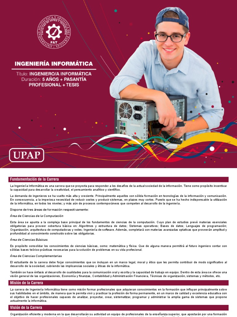 Upap Carrera de Grado Presencial Ingenieria Informatica Brochure | PDF | Ciencias de la ...