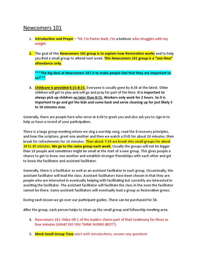 Instructions For Newcomers 101 | PDF