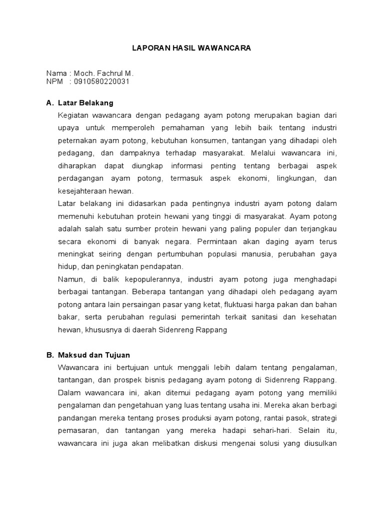 LAPORAN HASIL WAWANCARA | PDF