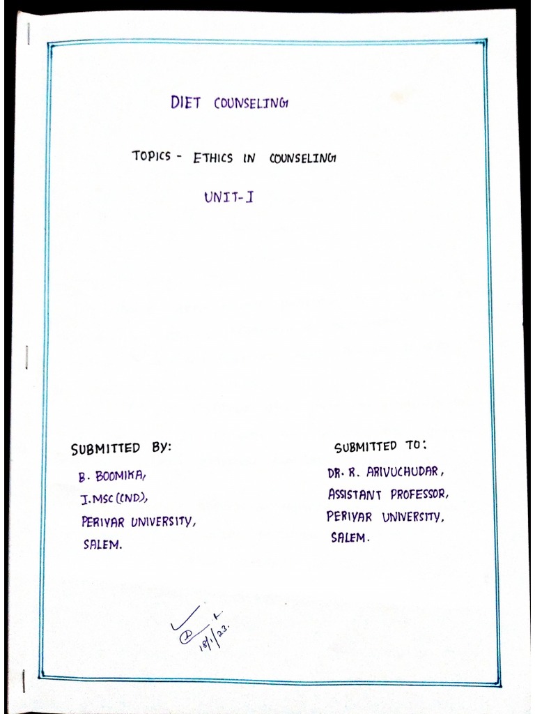 UNIT-1 NUTRITIONAL COUNSELLING | PDF