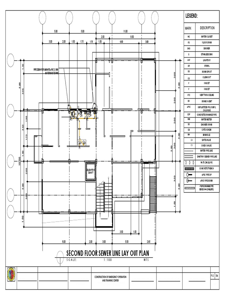A B C D E F: Second Floor Sewer Line Lay Out Plan | PDF | Plumbing | Polyvinyl Chloride