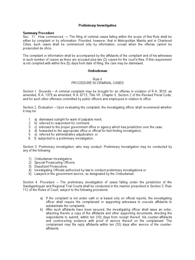 Preliminary Investigation | PDF