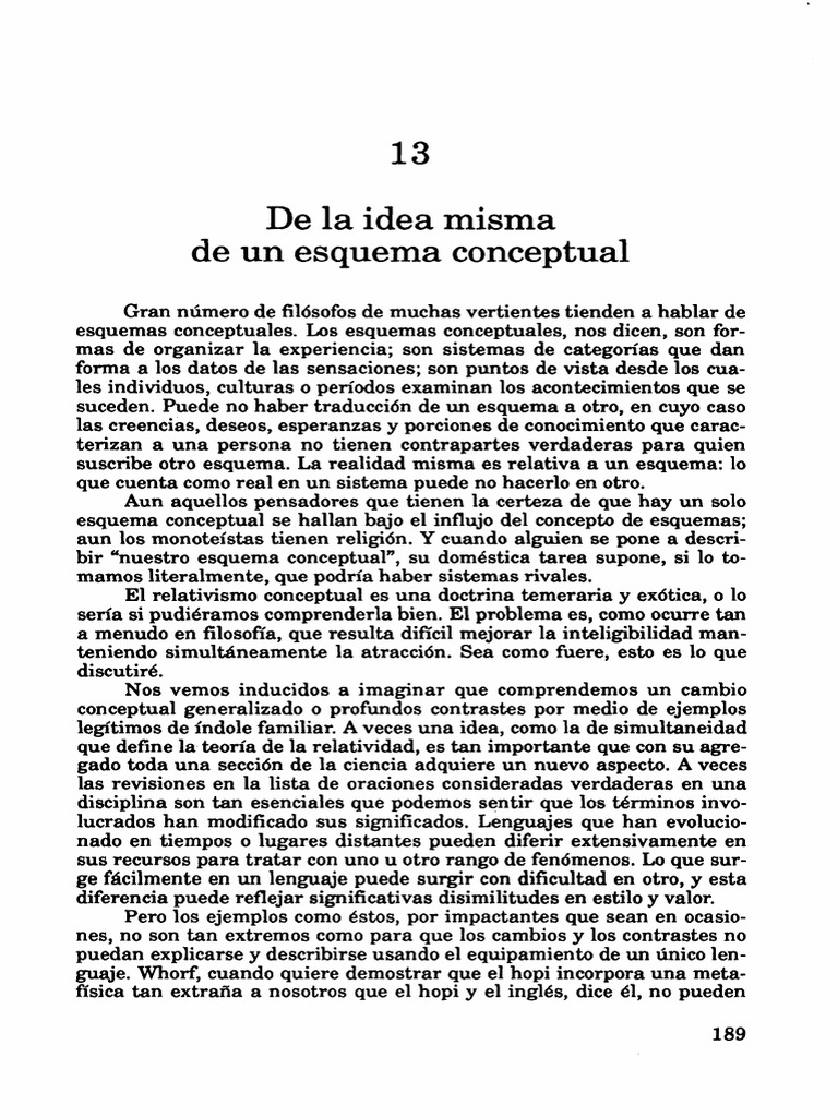 Donald Davidson - de La Idea Misma de Un Esquema Conceptualpdf | PDF ...