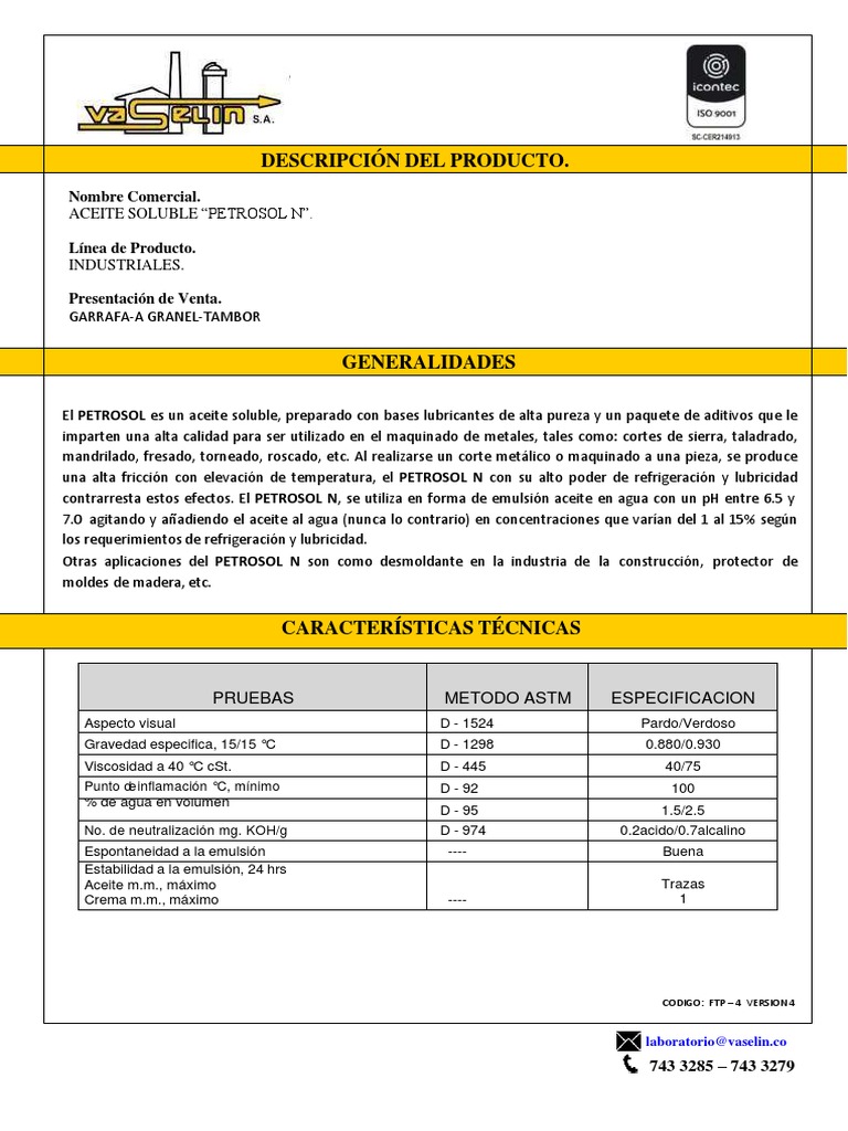 Fichas Tecnicas Petrosol N | PDF