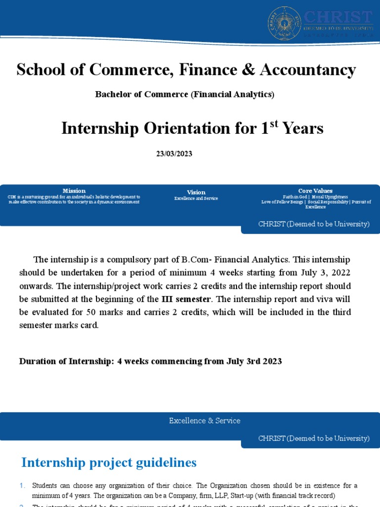 II Sem Internship Orientation PPT (2 BCOM) | PDF
