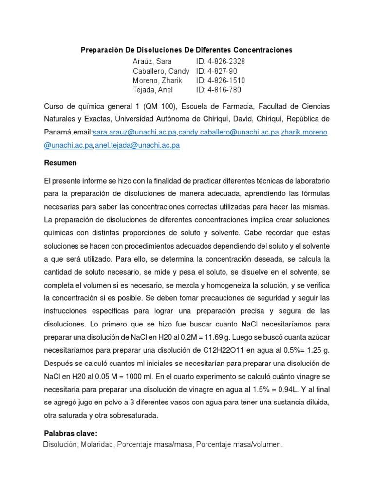 Informe de Quimica Lab #23 | PDF