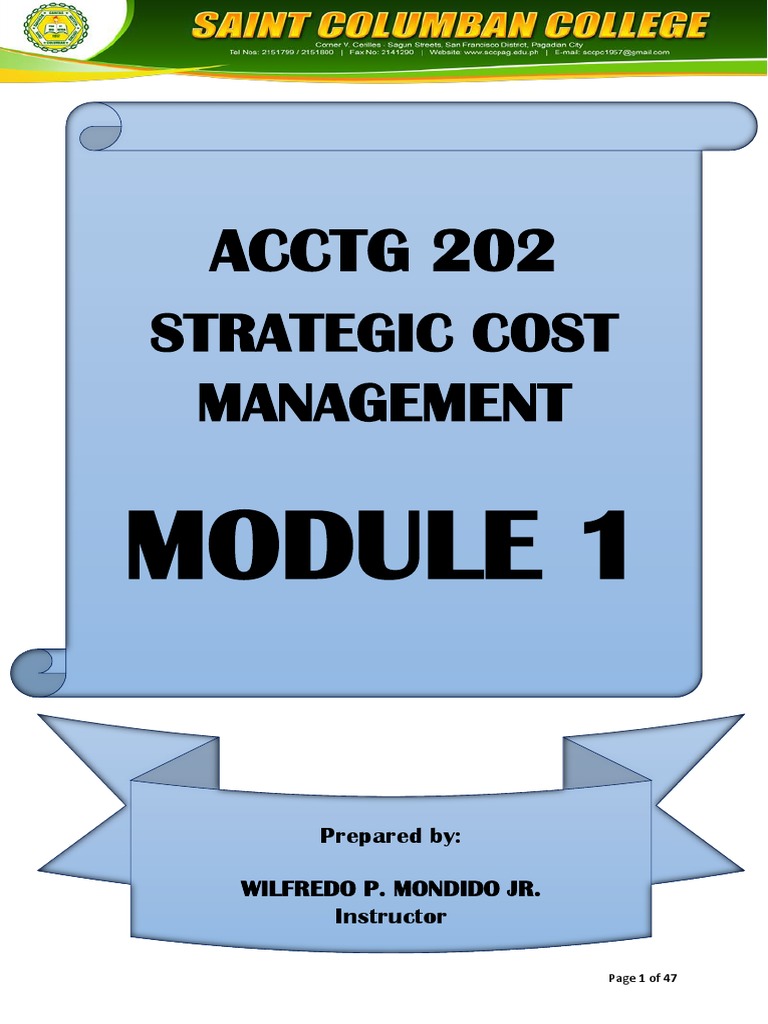 ACCTG 202_MODULE 1_STRATEGIC COST MANAGEMENT | PDF | Expense | Cost
