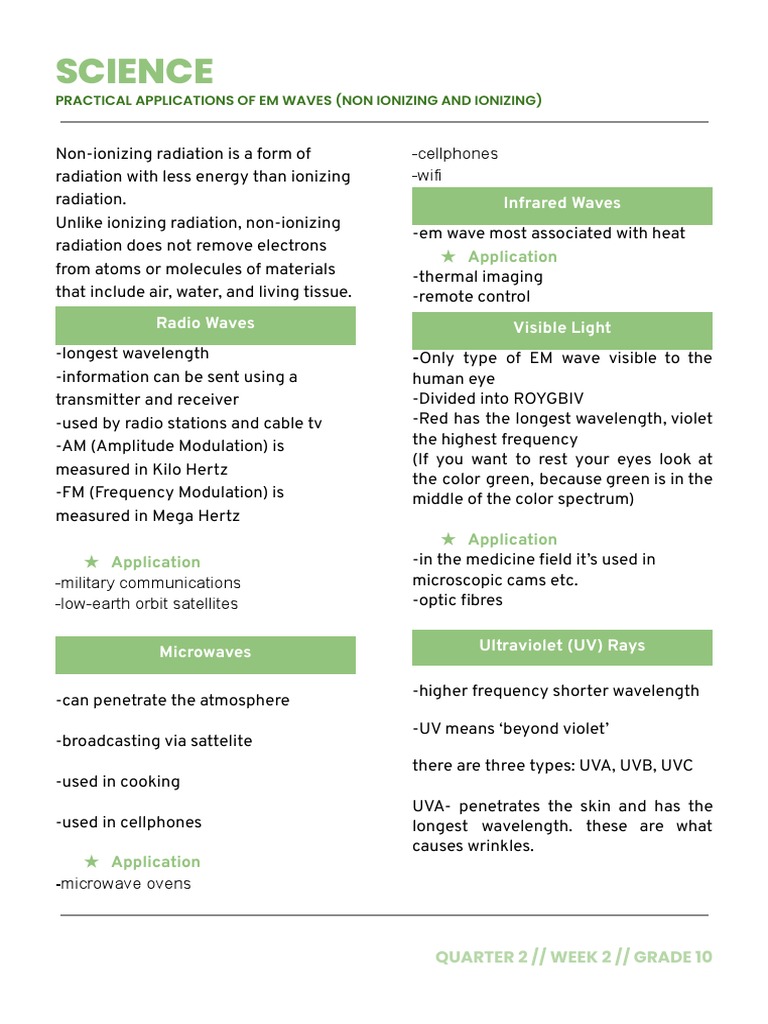 Q1 Science Reviewer g10 | PDF | Ultraviolet | Electromagnetic Radiation