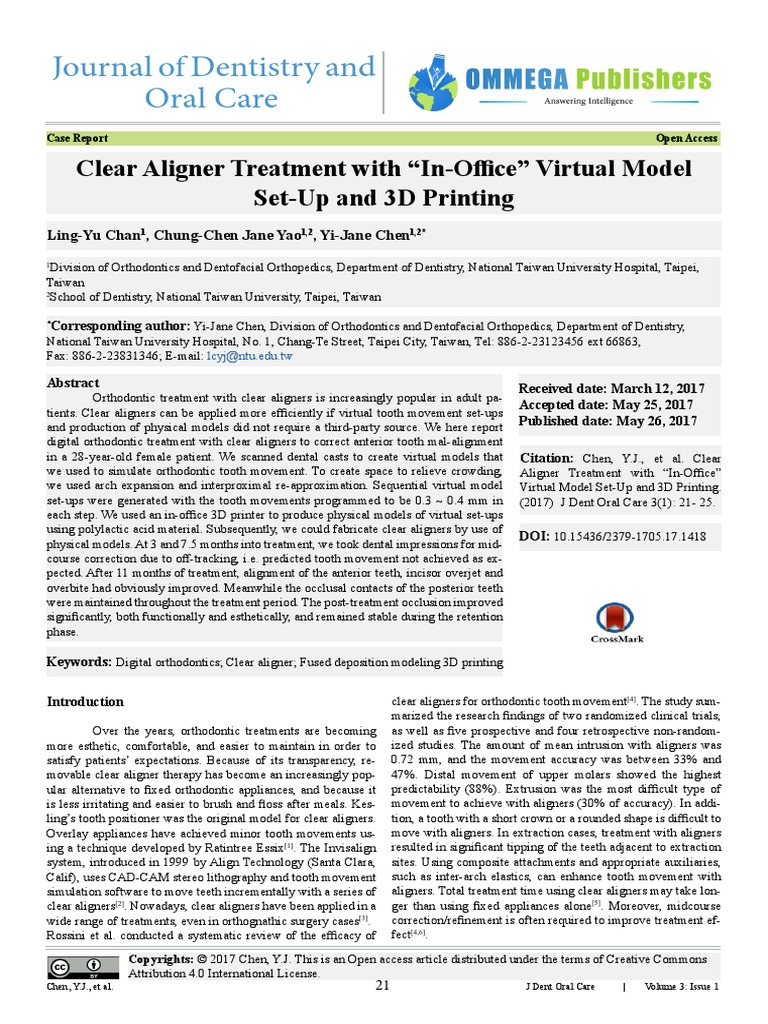 Clear Aligner Treatment With In-Office Virtual Mod | PDF | Orthodontics ...
