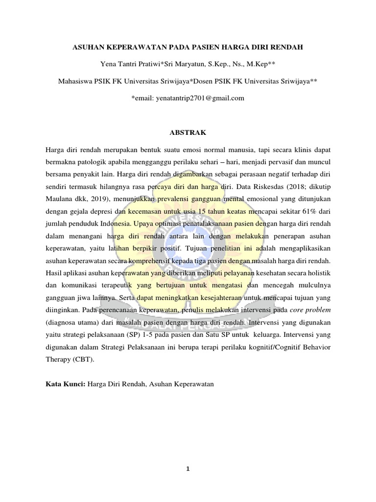 Asuhan Keperawatan Harga Diri Rendah | PDF