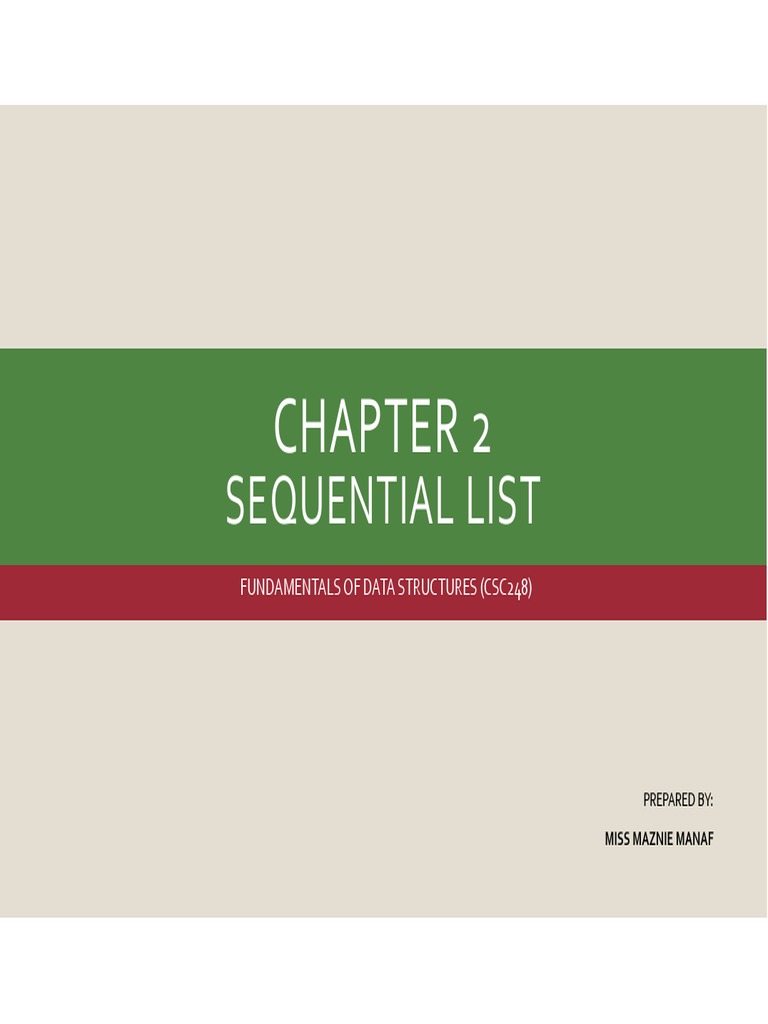 Chapter 2 - Sequential List | PDF