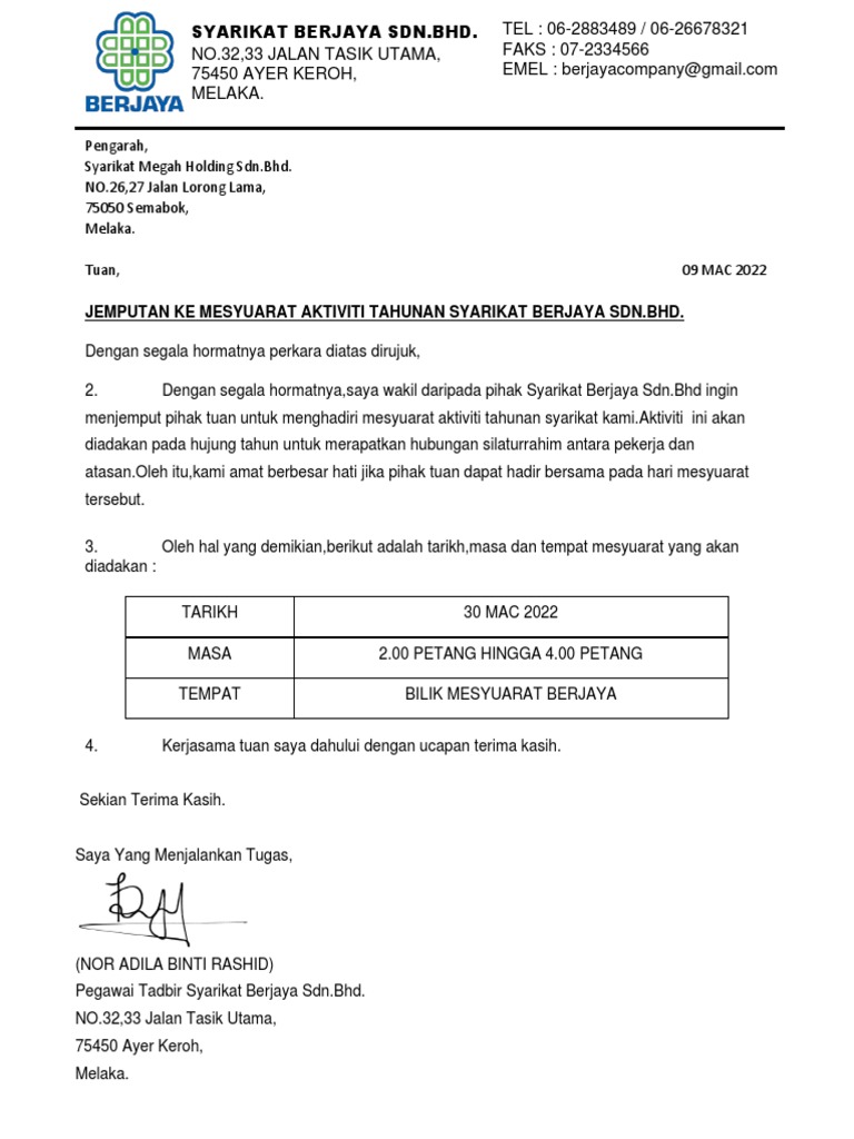 Surat Jemputan Rasmi | PDF